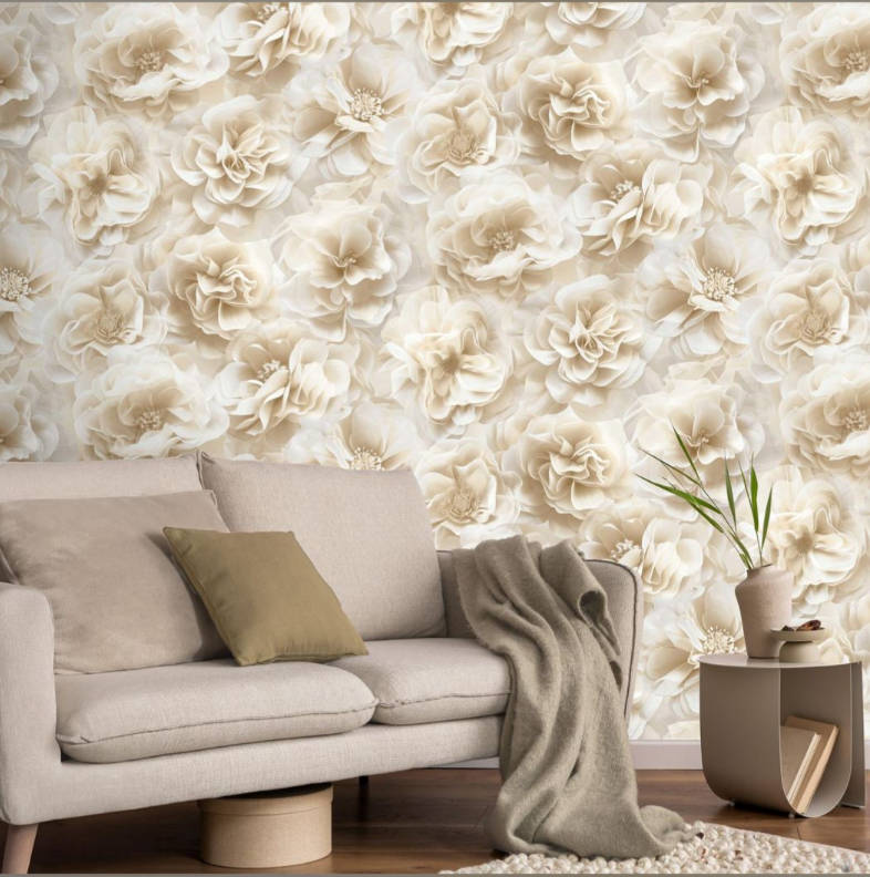 Debona Floral Bloom Wallpaper – Beige – Maz Decor